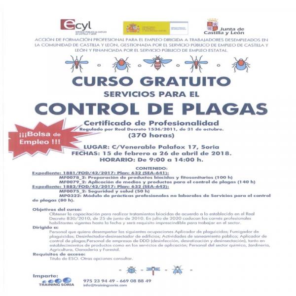 Curso gratuito: Servicio para el control de plagas - Ayuntamiento de Ólvega Curso gratuito: Servicio para el control de plagas - Ayuntamiento de Ólvega